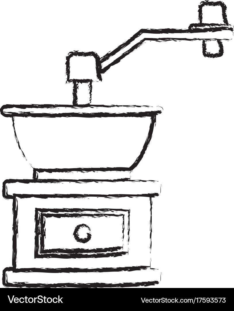Coffee grinding with crank monochrome blurred Vector Image