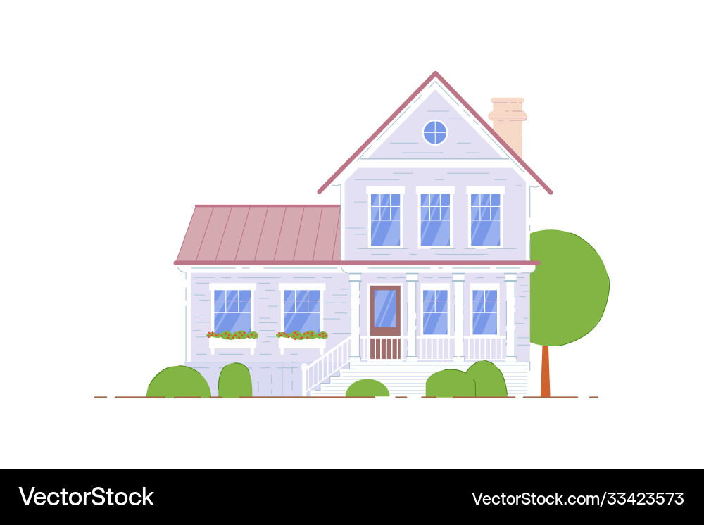 Double-storey house suburban architecture icon Vector Image
