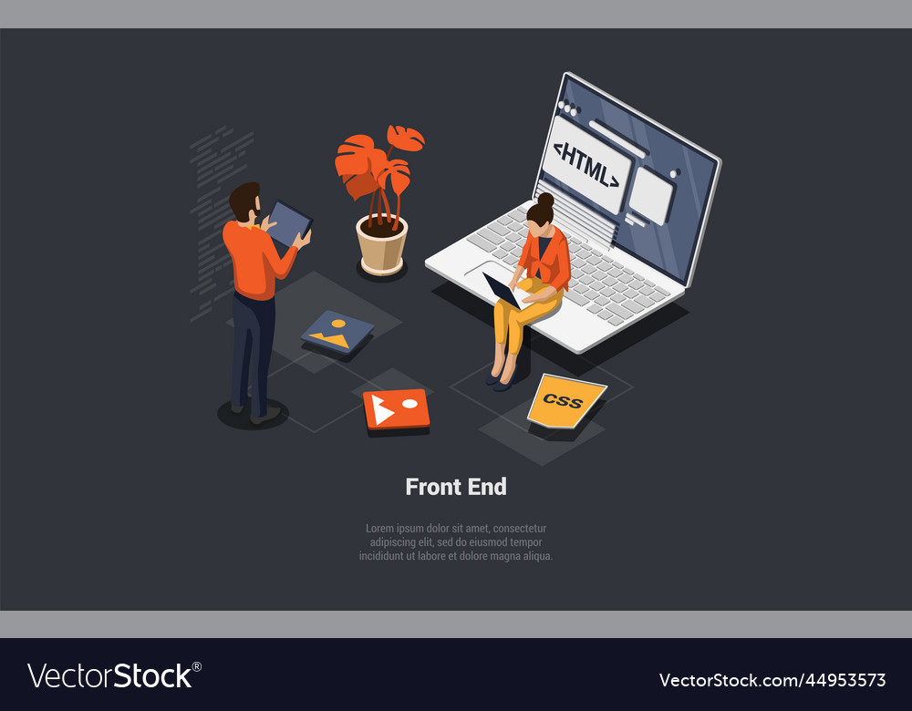 Front and back end of development responsive web Vector Image