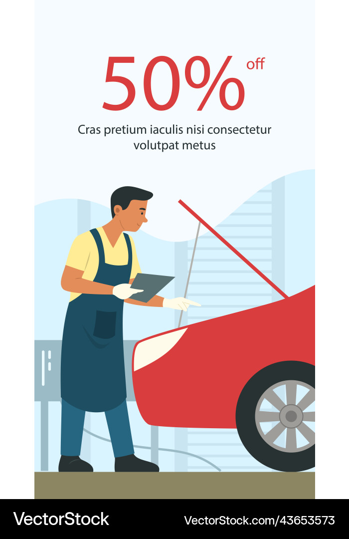 Hand drawn repair shop template design Royalty Free Vector