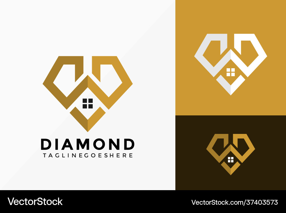 Letter w diamond house logo design abstract Vector Image