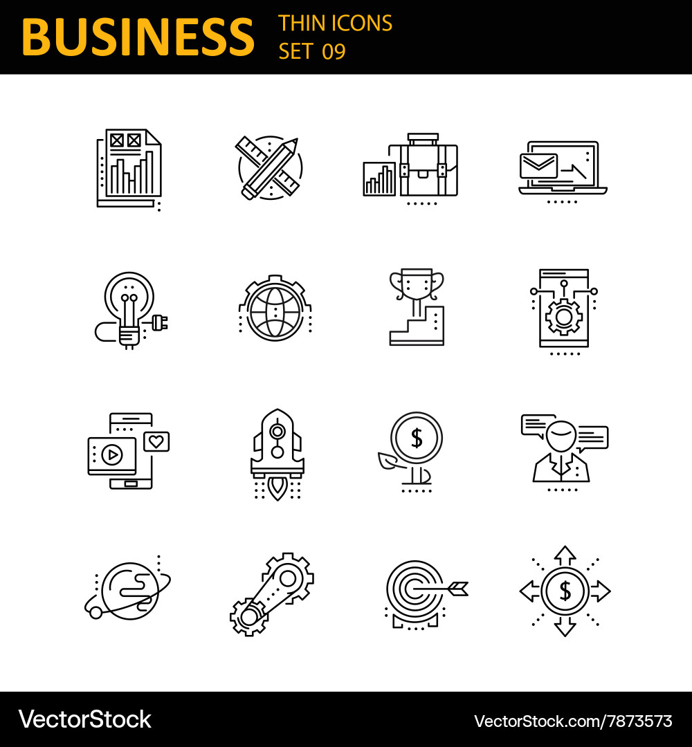 Modern thin line icons set for business Royalty Free Vector