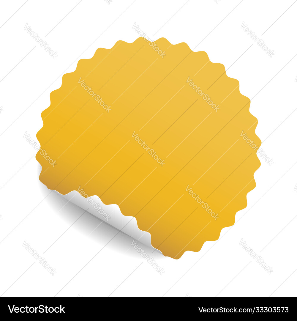 Round yellow sticker with curled corner and shadow