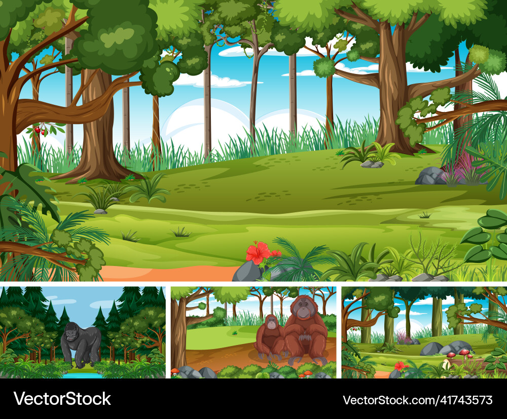 Scene with wild animals in the forest Royalty Free Vector