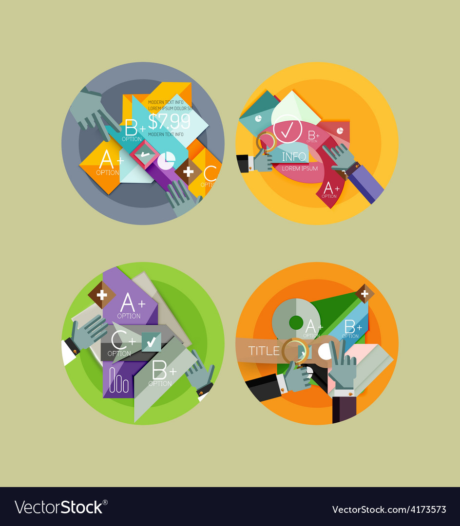 Set of flat design circle infographic icons Vector Image