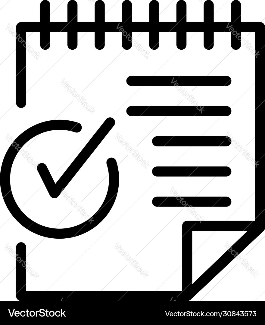 Sheet paper and checkmark icon outline style Vector Image
