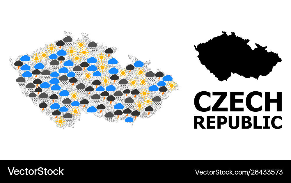 Weather mosaic map czech republic Royalty Free Vector Image