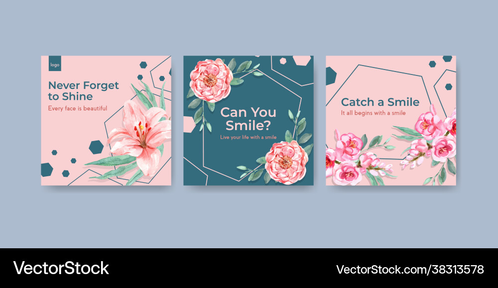 Ads template with flowers bouquet design Vector Image