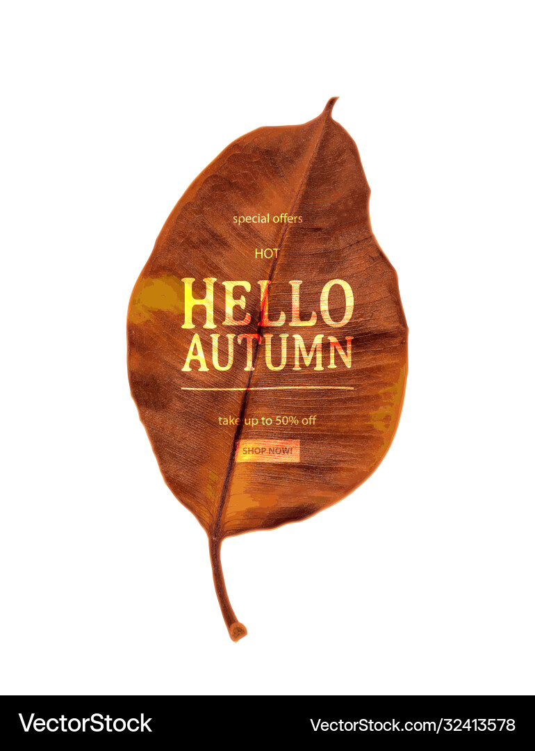 Autumn sale text banner Royalty Free Vector Image