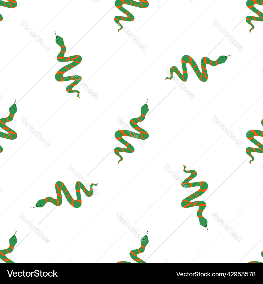 Children s seamless pattern with snakes on a white