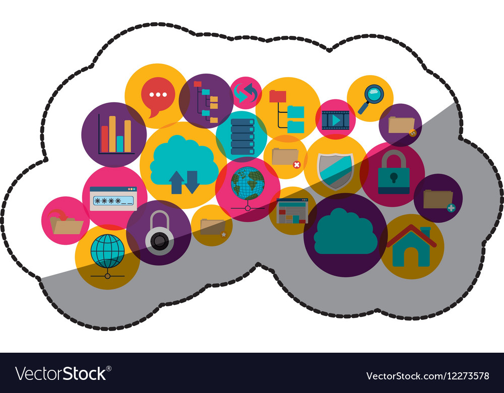 Cloud computing and media icon set design Vector Image