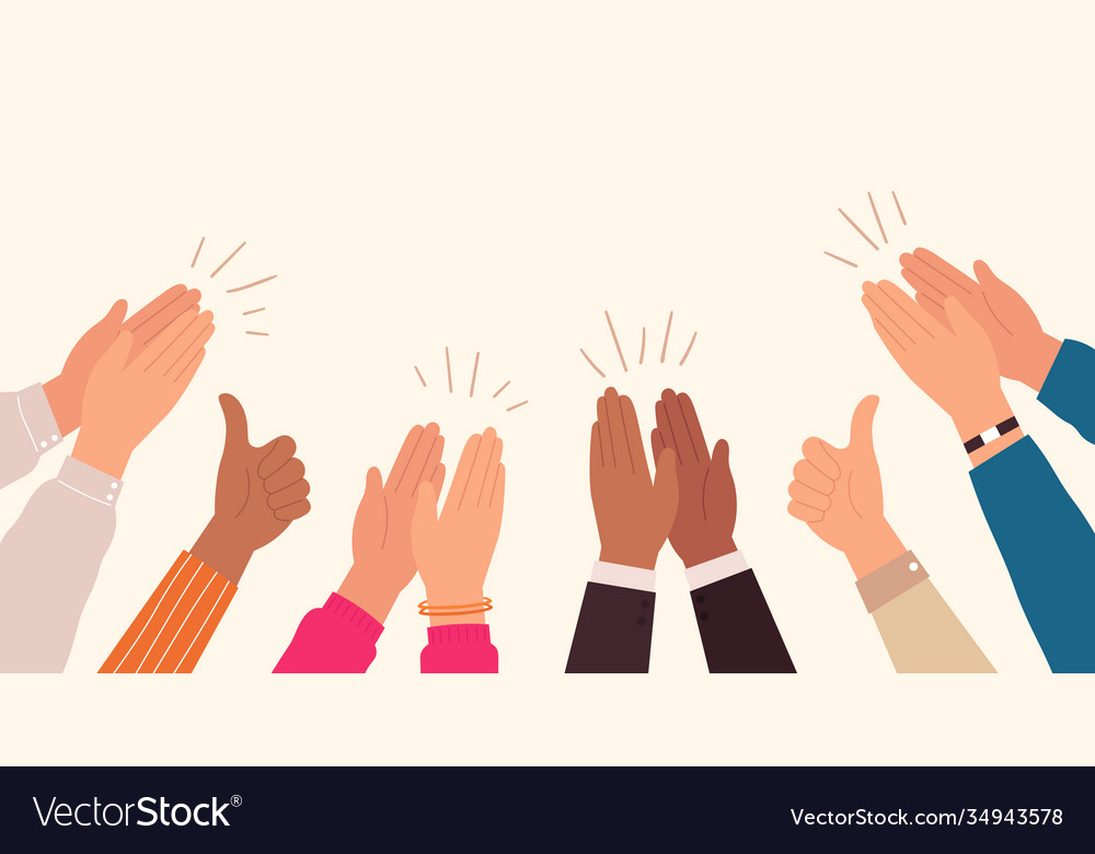 Human hands clapping people crowd applaud to Vector Image