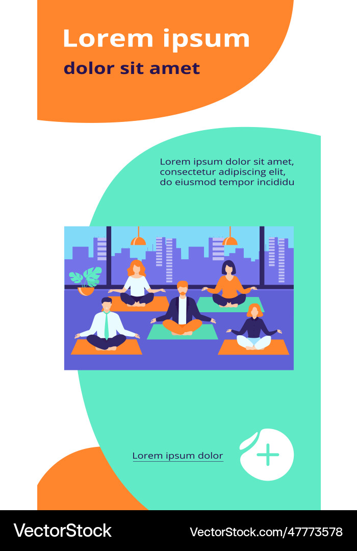 Office people practicing yoga and meditation Vector Image