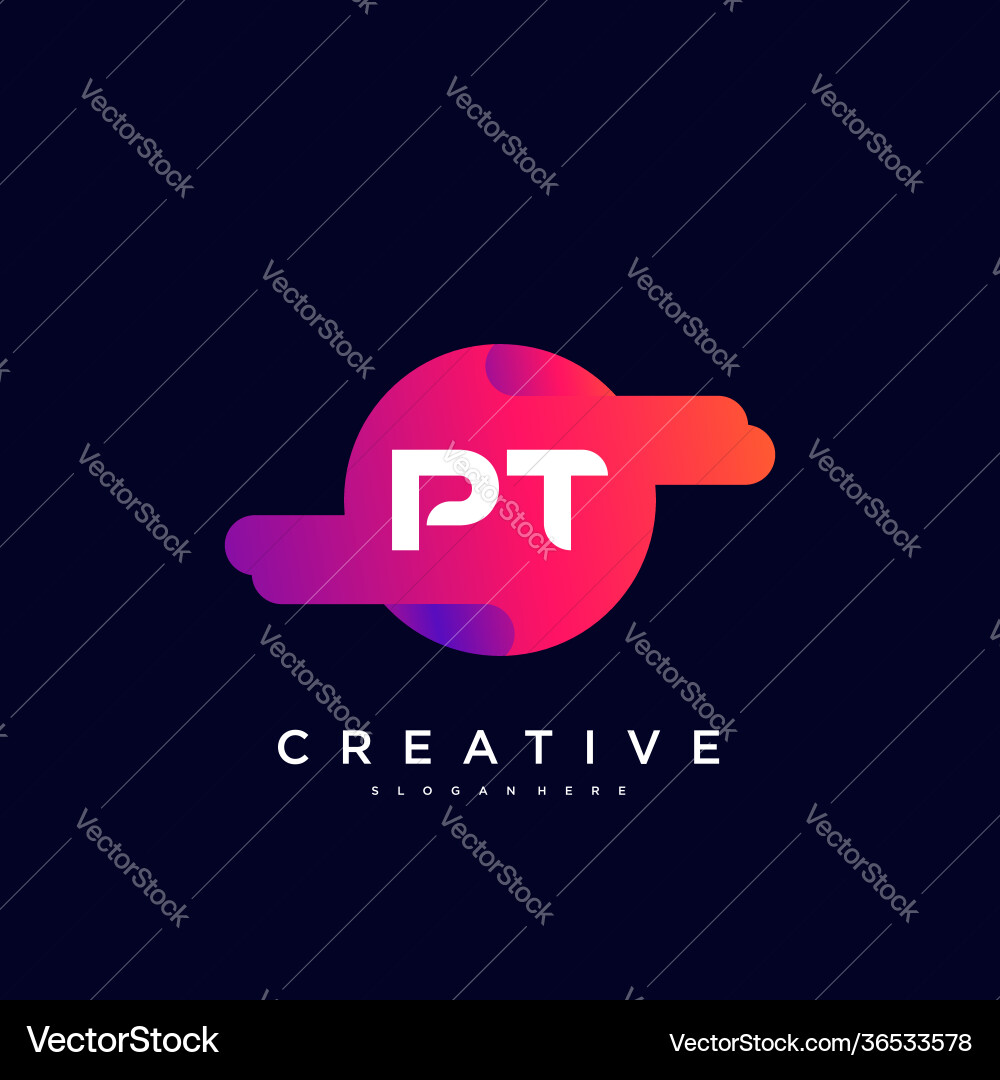 Pt initial letter colorful logo icon design Vector Image