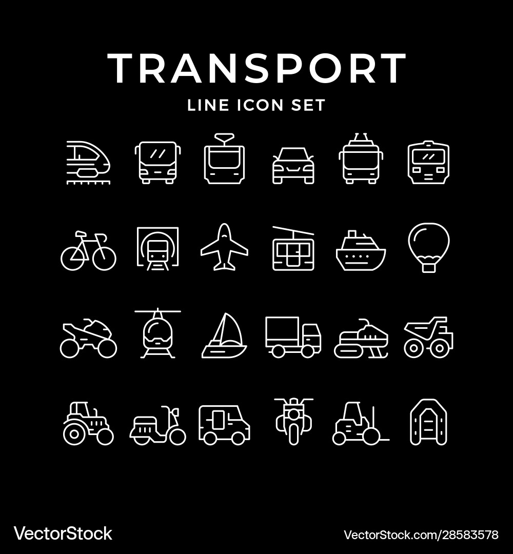Set line icons transport Royalty Free Vector Image