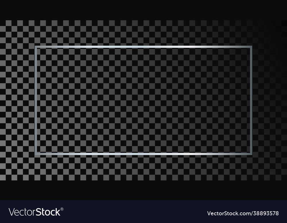 Silver glowing rectangular shape frame Royalty Free Vector
