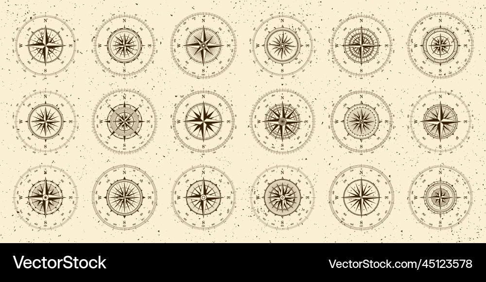 Vintage marine wind rose nautical chart Royalty Free Vector