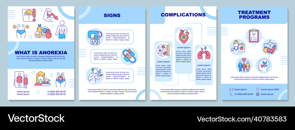 Anorexia blue brochure template Royalty Free Vector Image