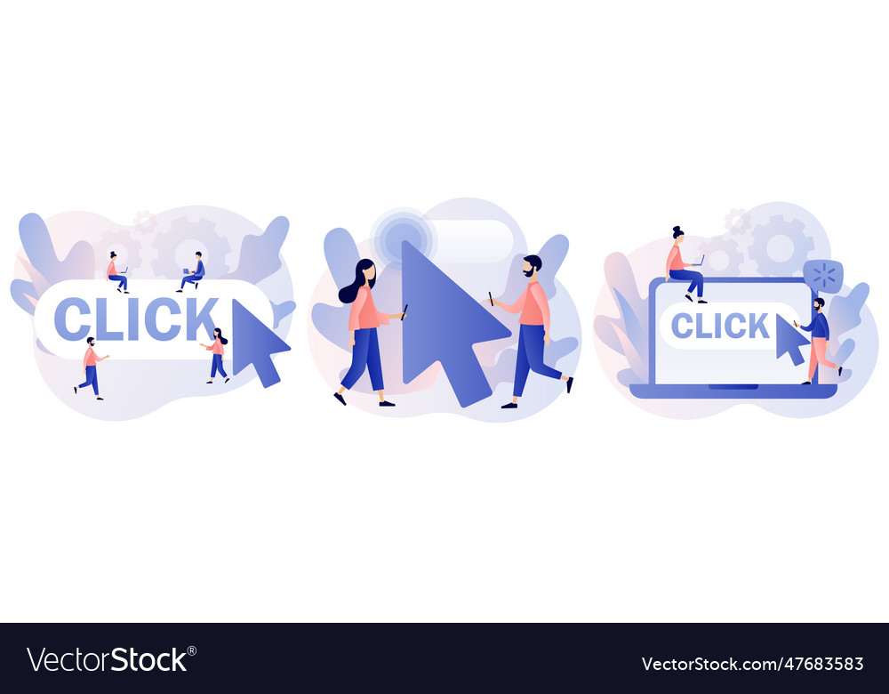 Click here button cursor pointer sign tiny Vector Image