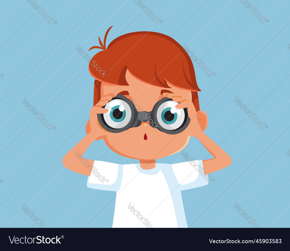 Curious boy learning by exploring using Royalty Free Vector