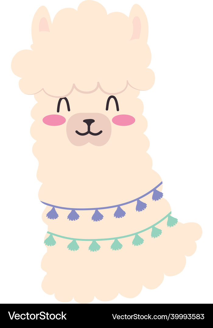 Cute fluffy llama Royalty Free Vector Image - VectorStock