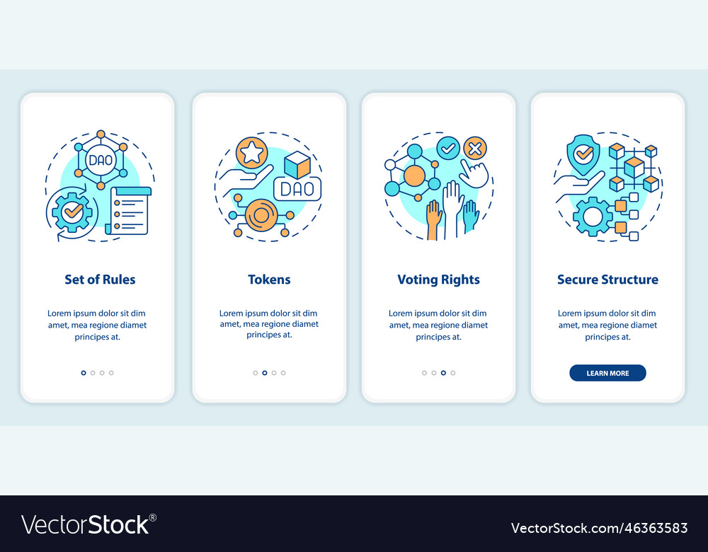 Dao elements onboarding mobile app screen Vector Image