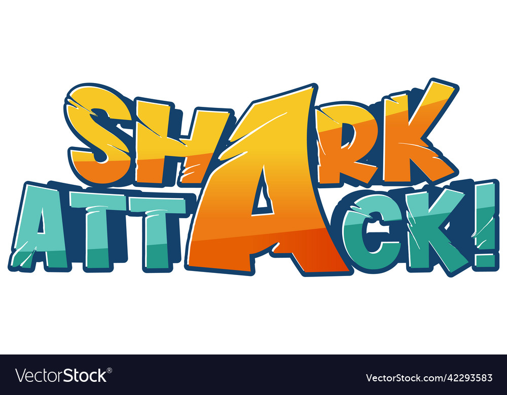 Font design for shark attack Royalty Free Vector Image
