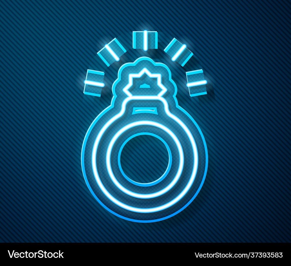 Glowing neon line diamond engagement ring icon Vector Image