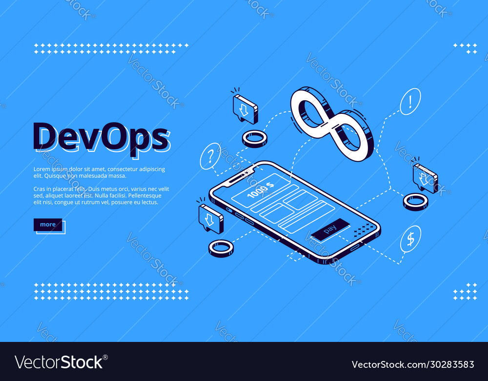 Landing page devops development operations Vector Image