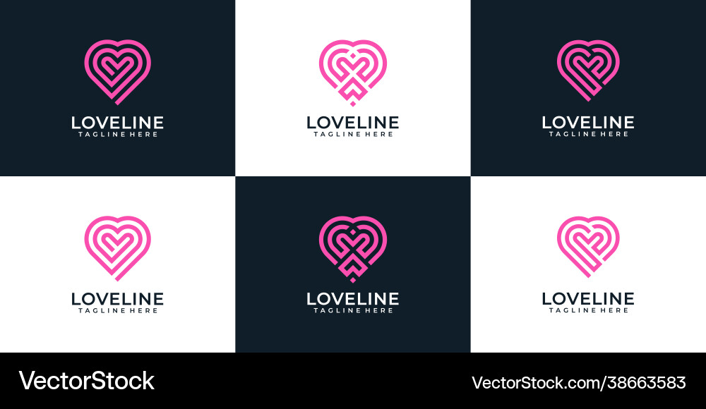 Love heart monogram romantic logo collection Vector Image