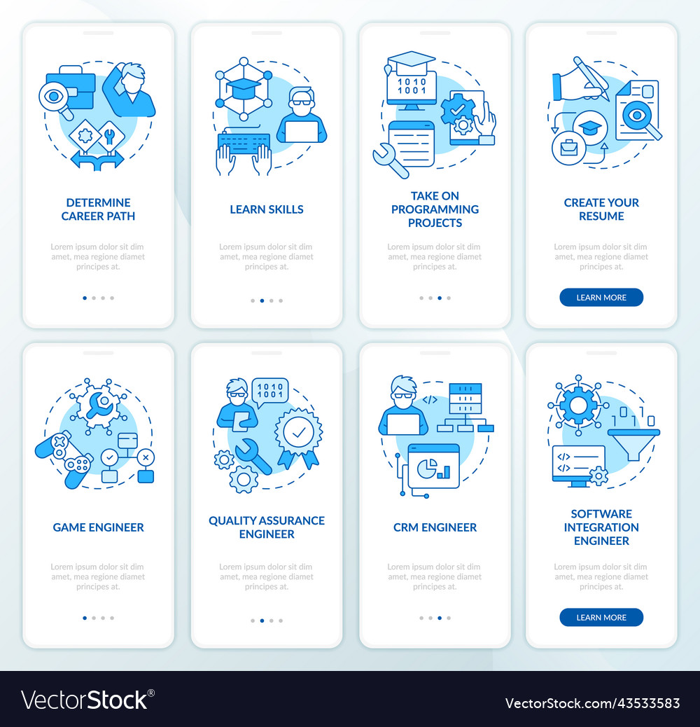 Software developer profession blue onboarding Vector Image