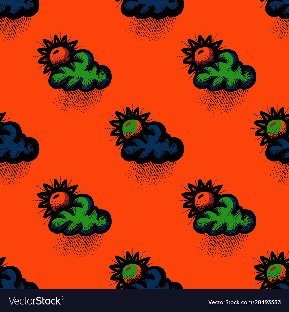 Sun and clouds seamless pattern Royalty Free Vector Image