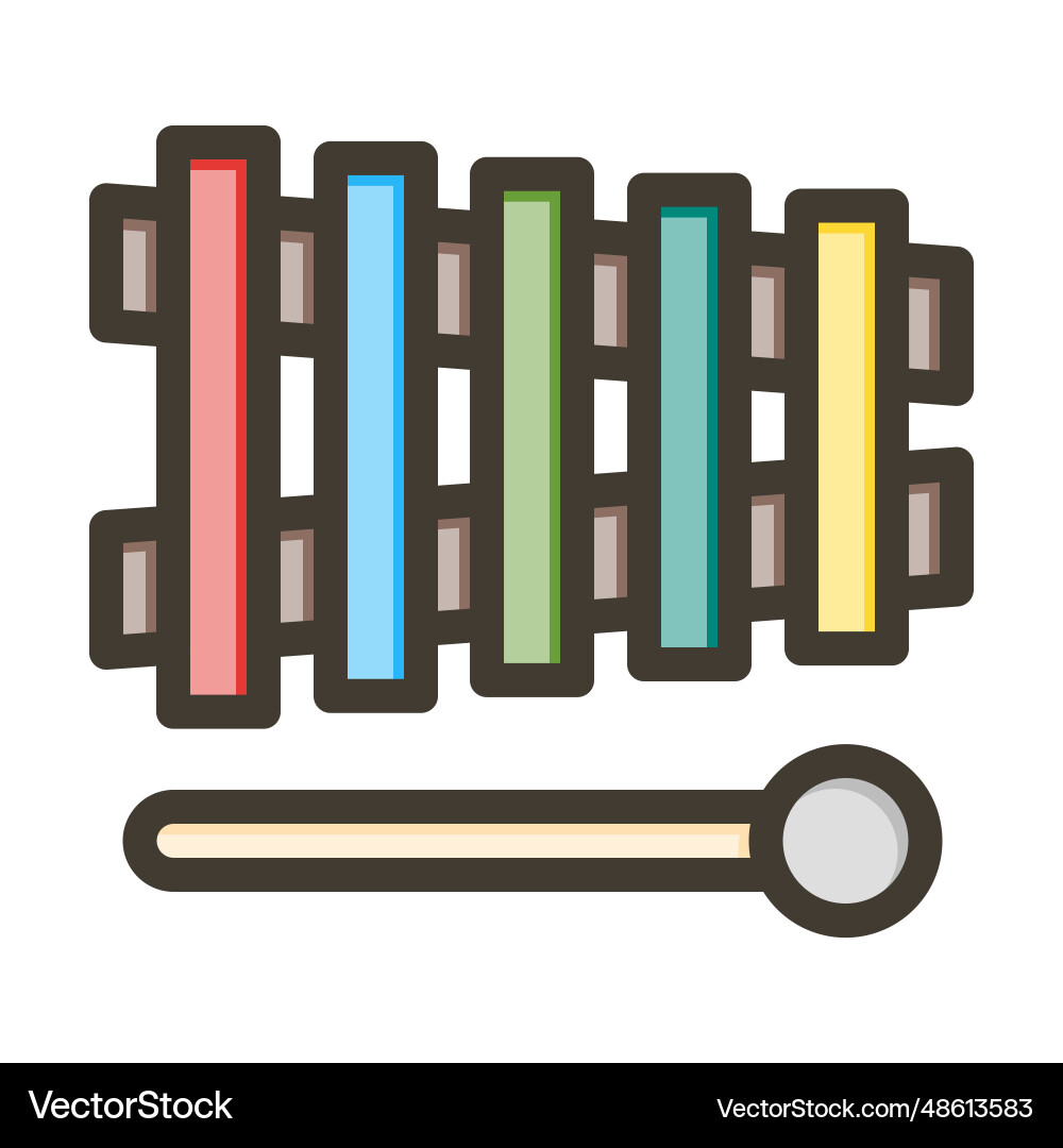 Xylophone thick line filled colors for personal Vector Image