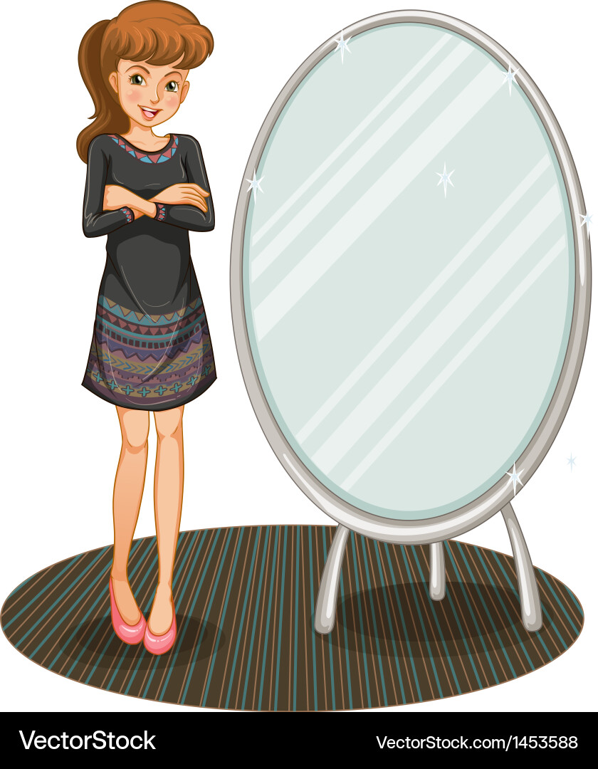 A woman beside mirror Royalty Free Vector Image