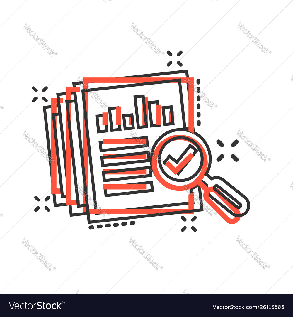 Audit document icon in comic style result report Vector Image