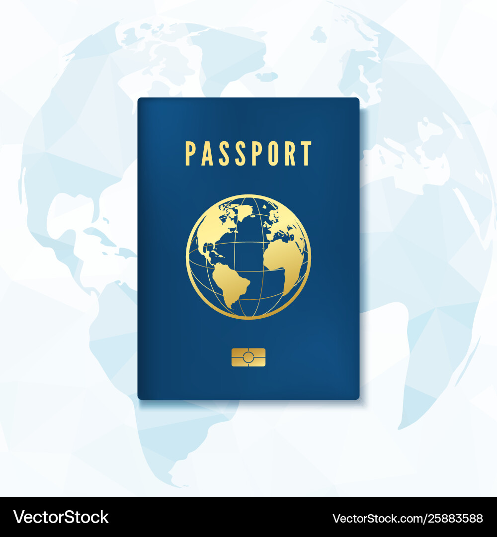 Biometric blue passport cover template identity Vector Image