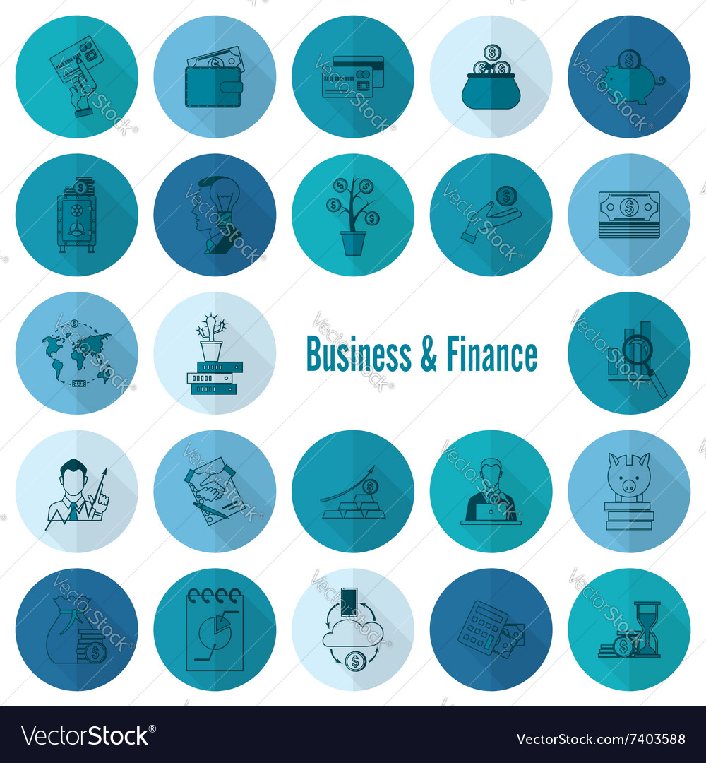 Business and finance icon set Royalty Free Vector Image