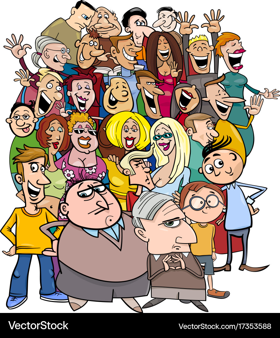 Cartoon people characters in crowd Royalty Free Vector Image