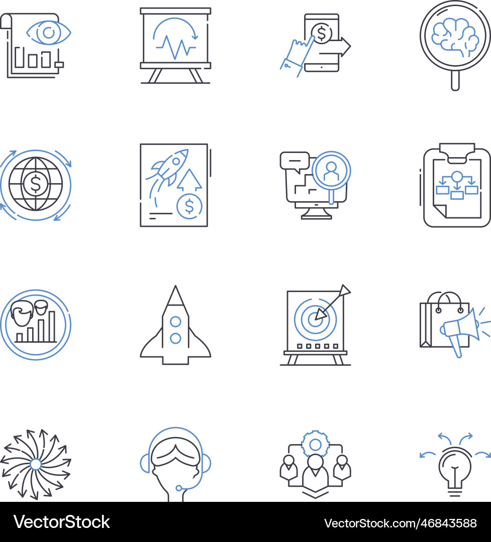 Cost control line icons collection budgeting Vector Image