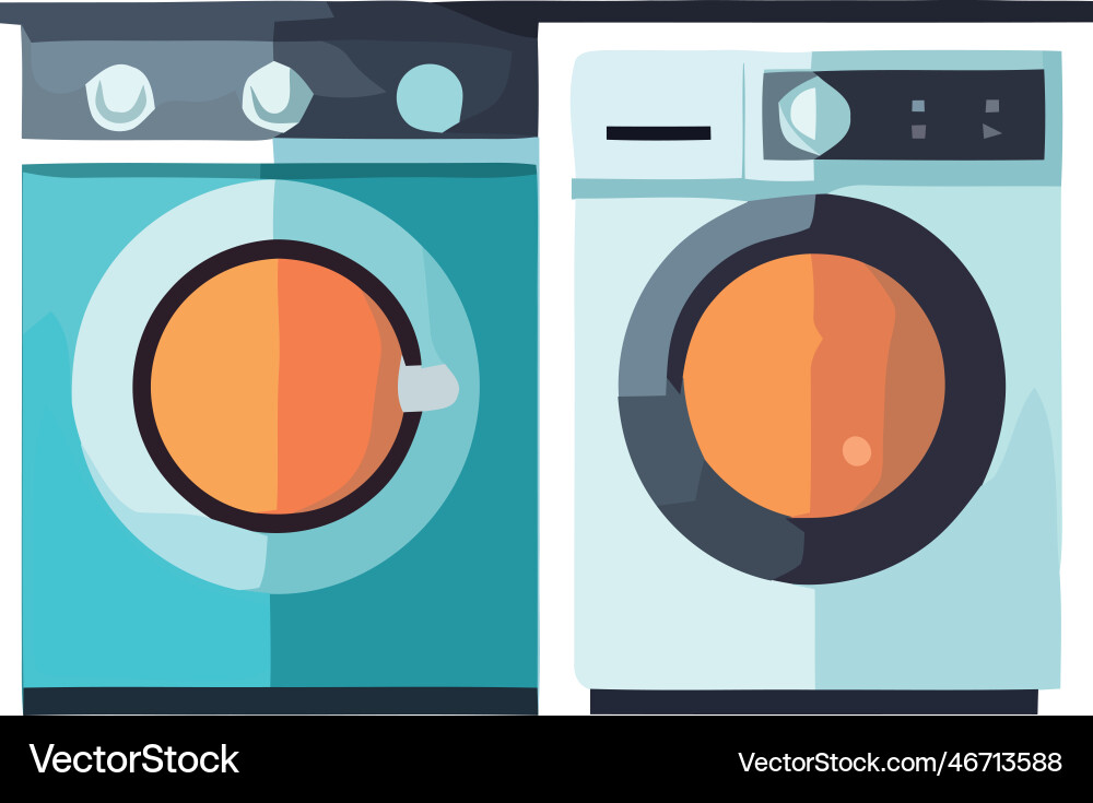 Modern washing machine spins wet clothes clean Vector Image