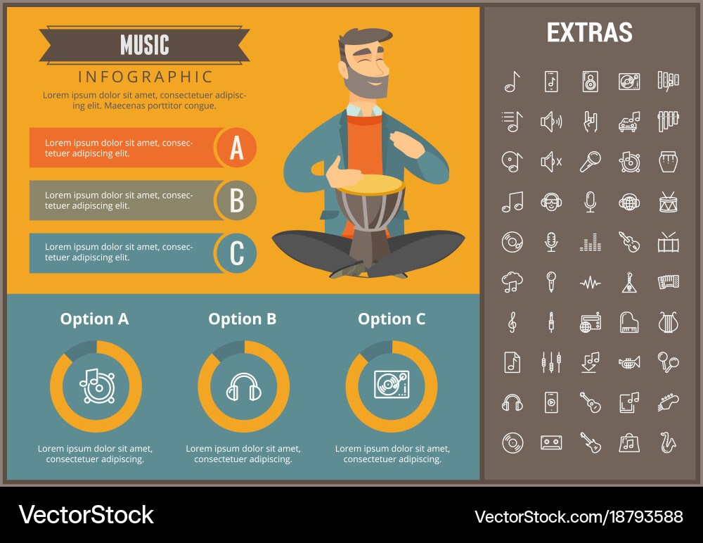 Music infographic template elements and icons Vector Image