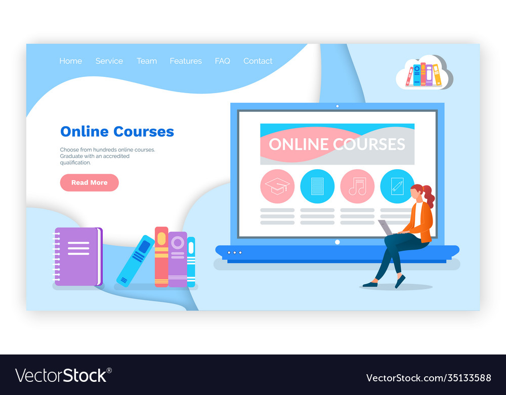 Online courses educational website landing page Vector Image