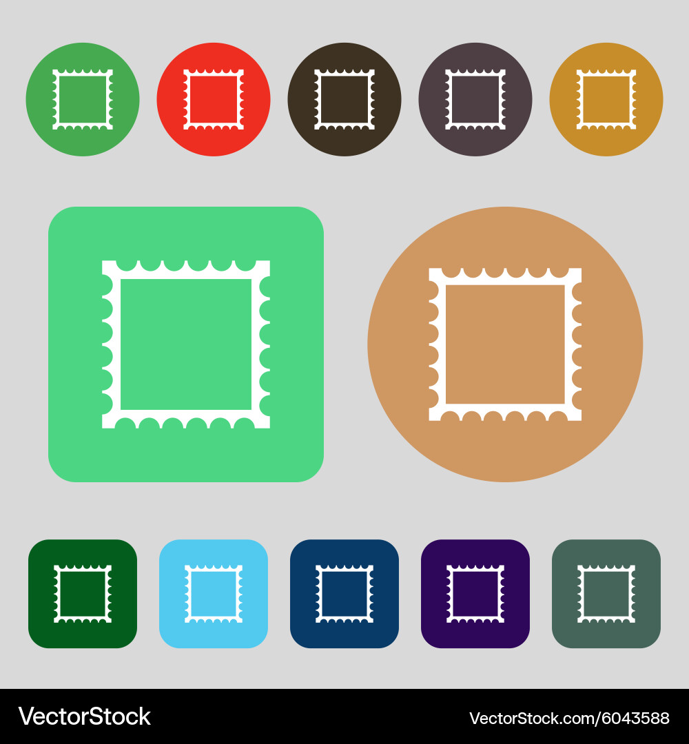 Photo frame template icon sign 12 colored buttons Vector Image