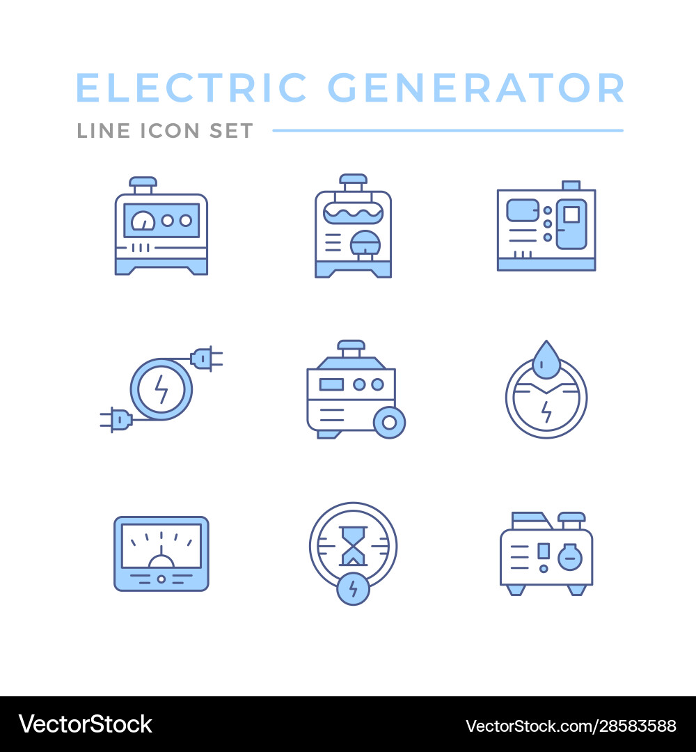Set color line icons electrical generator Vector Image
