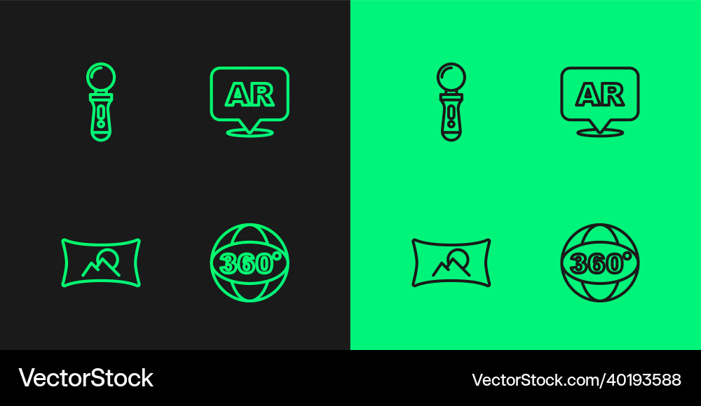 Set line 360 degree view wide angle picture vr Vector Image