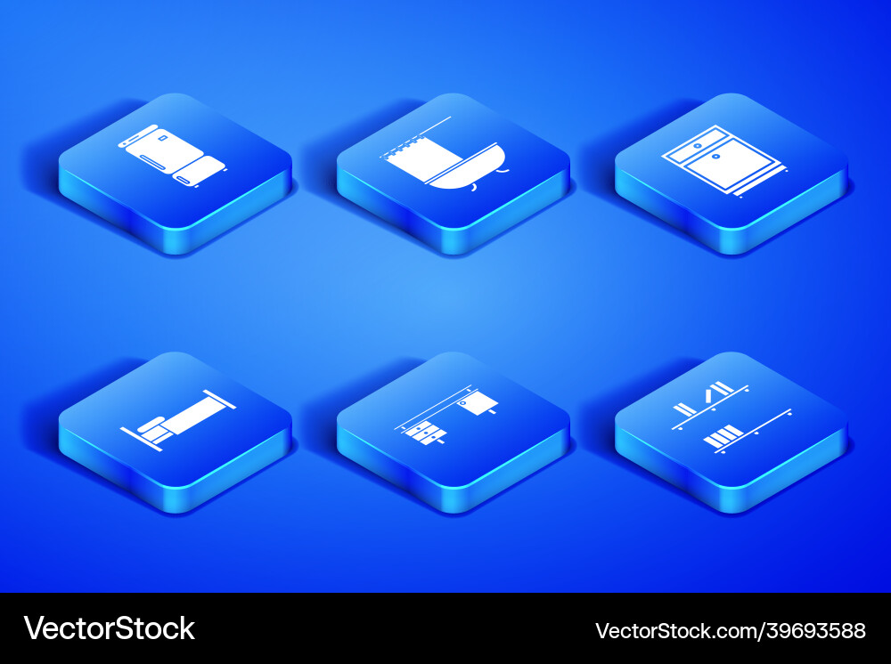 Set shelf with books refrigerator office desk Vector Image