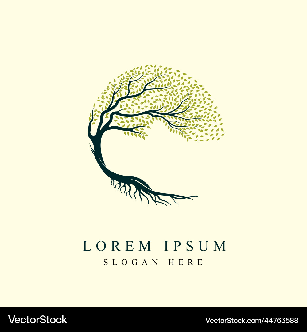 Vibrant tree logo design of life Royalty Free Vector Image