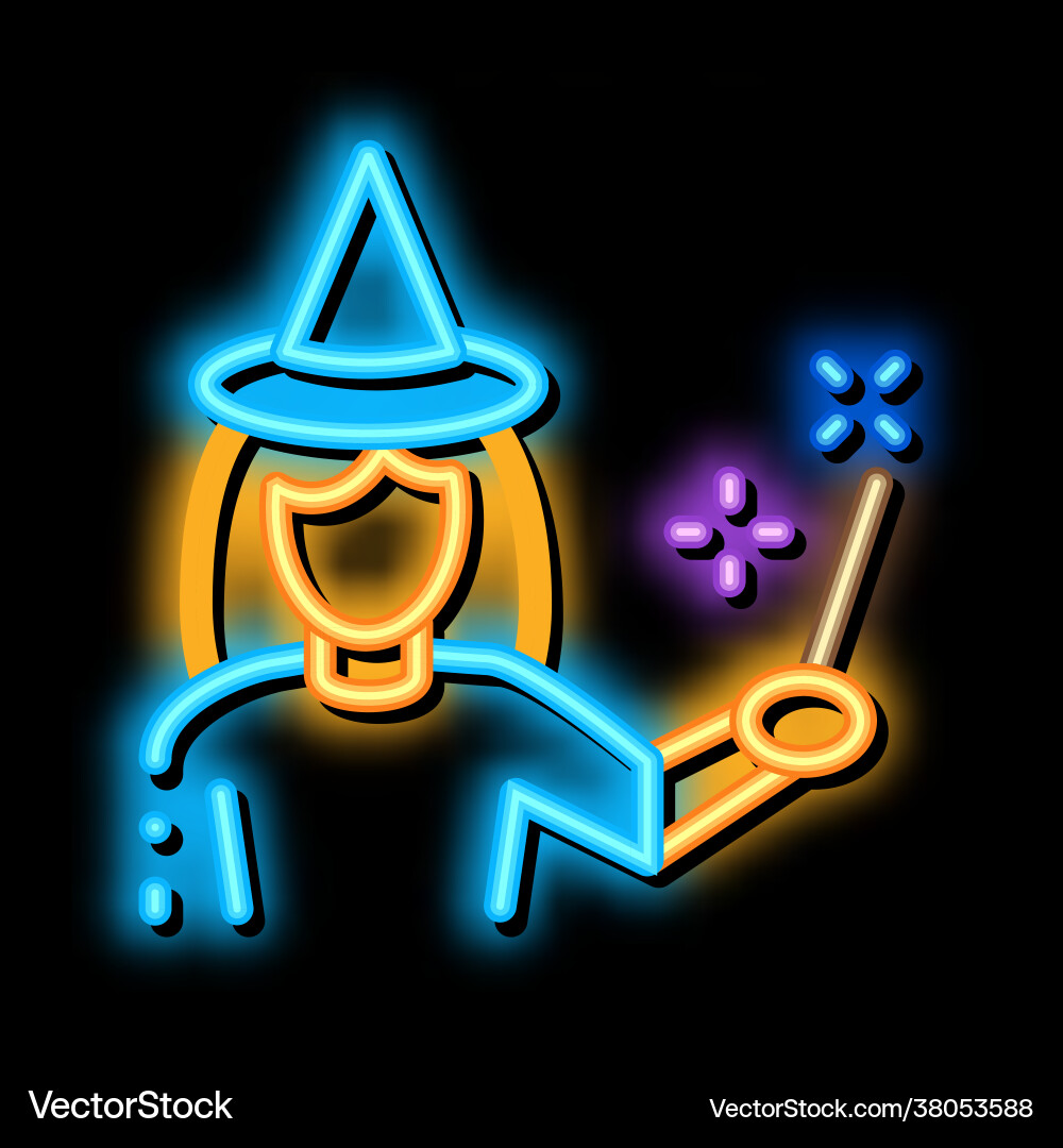 Wizard woman neon glow icon Royalty Free Vector Image