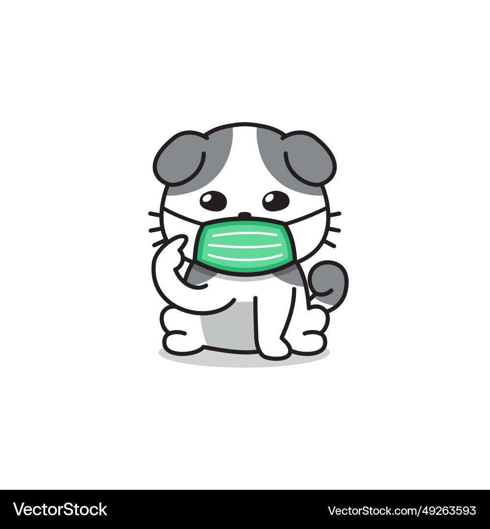 Cartoon character cat wearing protective face mask