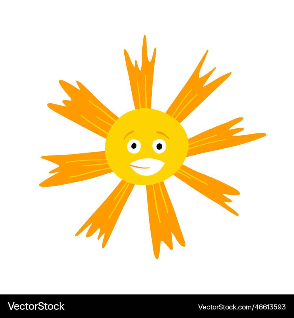 Cartoon color character sun icon Royalty Free Vector Image